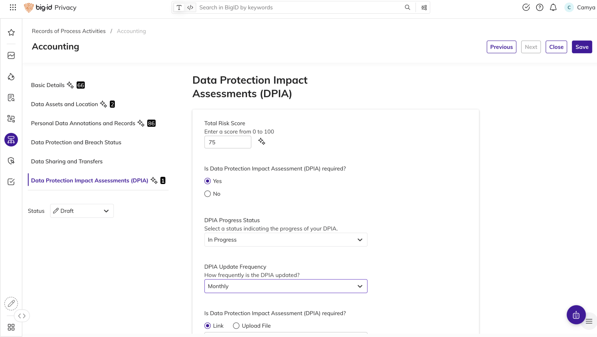 Privacy Impact Assessment App | BigID