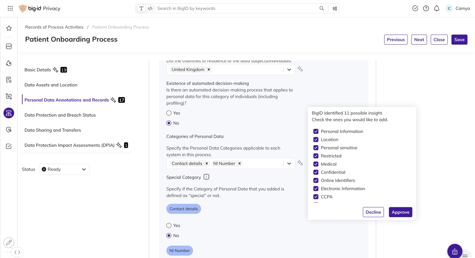 RoPA Mapping App | BigID
