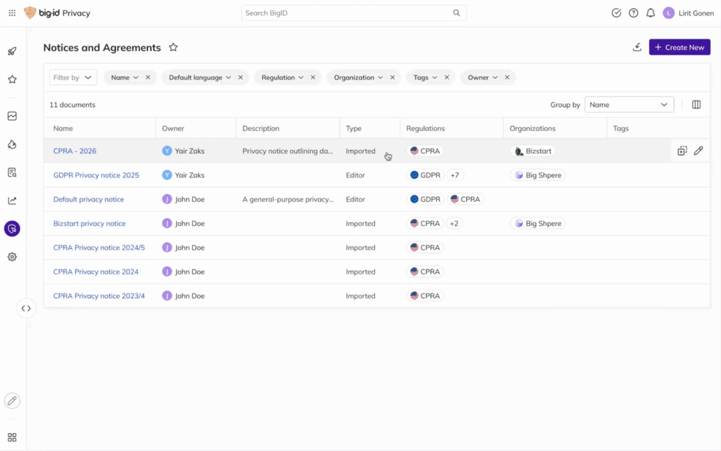 Privacy Notice Management | BigID