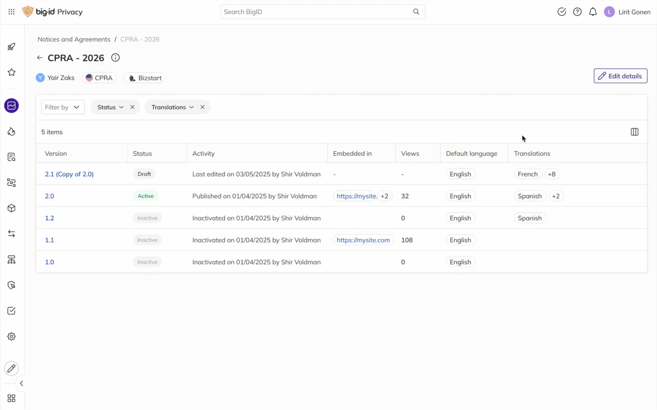 Privacy Notice Management | BigID
